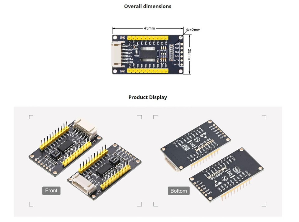 MCP23017 IO Expander Board, I2C Interface 16 GPIO Expansion Module for ...