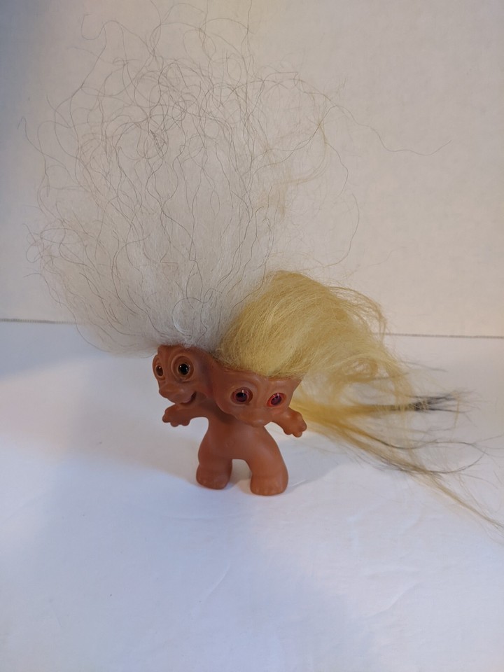Vintage 1965 Uneeda Two-headed Troll Yellow & White Mohair All Original ...