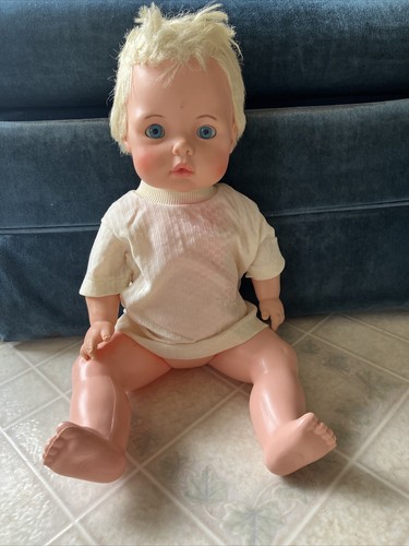 Eegee 22" Vintage Drink Wet Boy Baby Doll 22 SA Life Size Blue Eyes ...