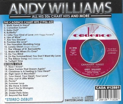 ANDY WILLIAMS - ALL HIS 50S CHART SINGLES 1288129713226 | eBay