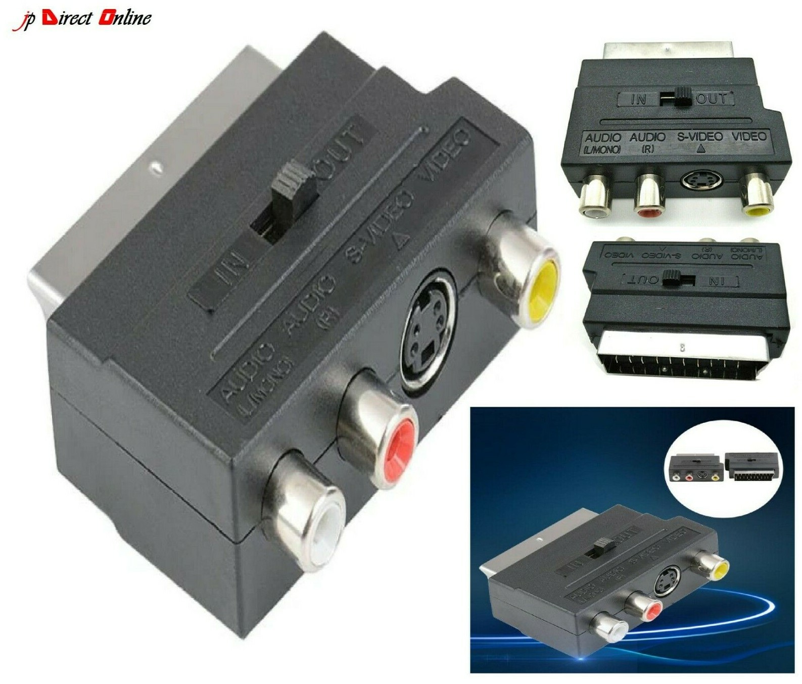 RGB Scart Socket to Composite 3 RCA SVHS S-Video AV TV Audio Cable ...