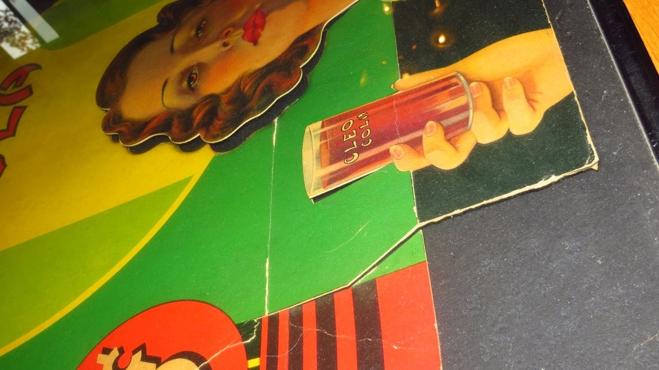 Exceptional Cleo Cola Soda Cardboard Advertisement Sign Original Framed ...