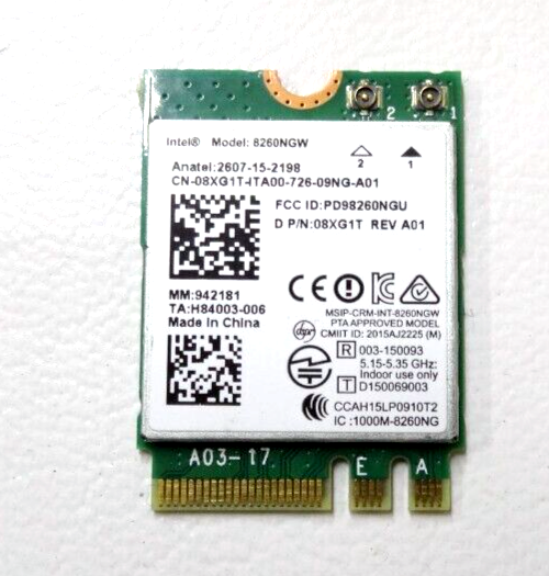 GENUINE Dell Latitude E7470 Wifi Wireless WLAN Board Card 0T0HRM 08XG1T ...