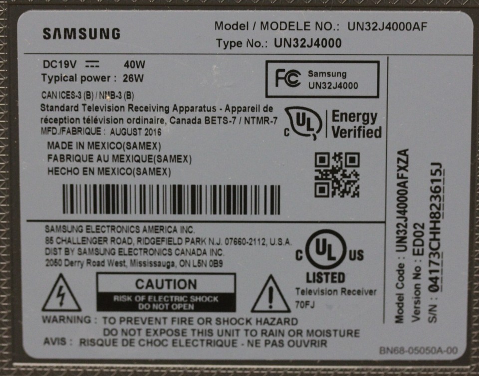 Samsung UN32J4000AF TV with remote (no stand) | eBay