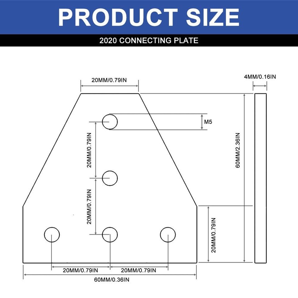 10pcs 2020 Extrusion T Plate Joining Corner Bracket Connector T Slot ...