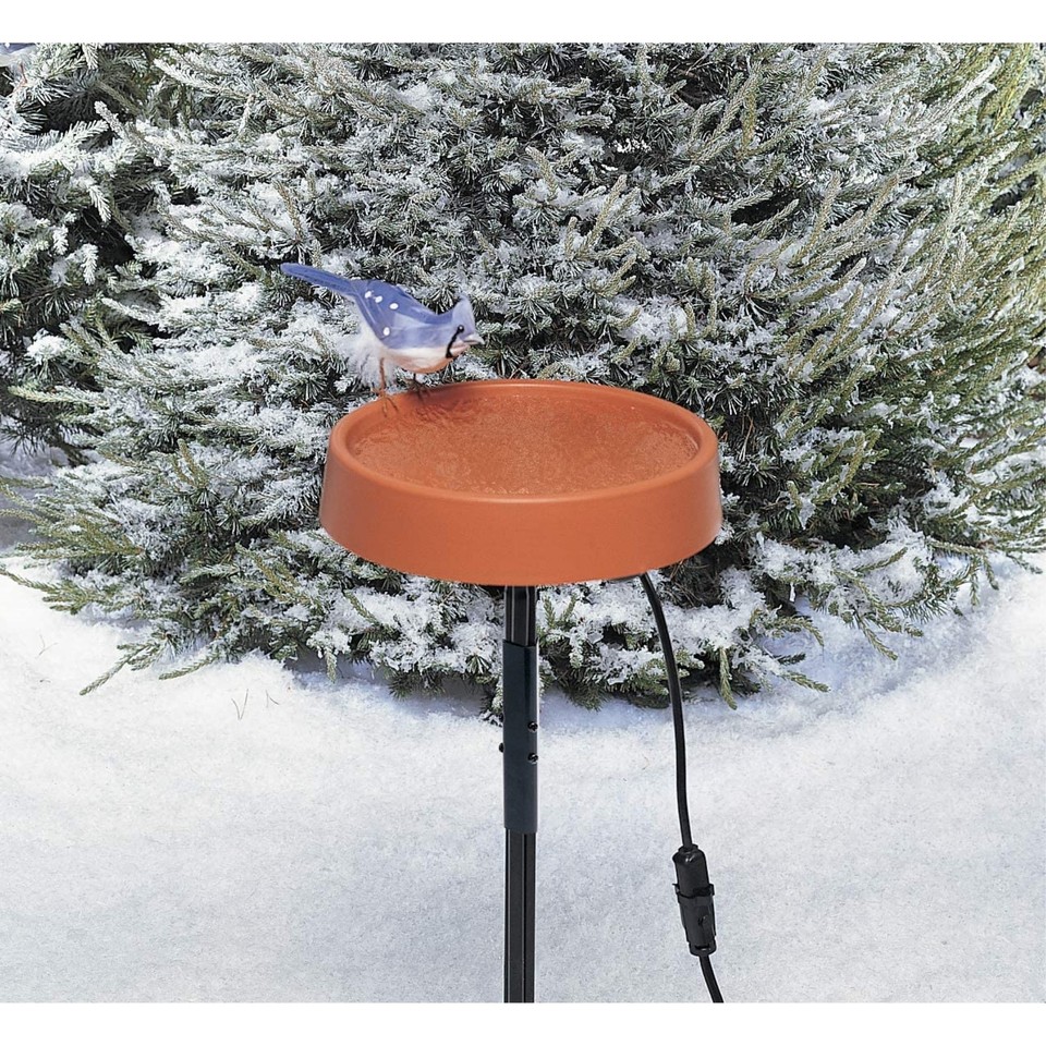 API Outdoor Plastic Heated Bird Bath with Metal Stand, 12" Diameter | eBay