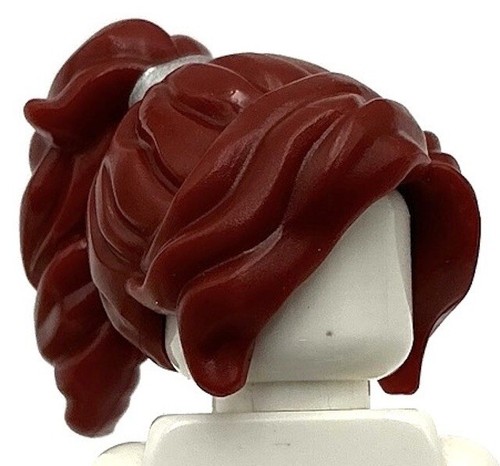 Lego New Dark Red Minifigure Hair Long Wavy Ponytail w/ Silver Band ...