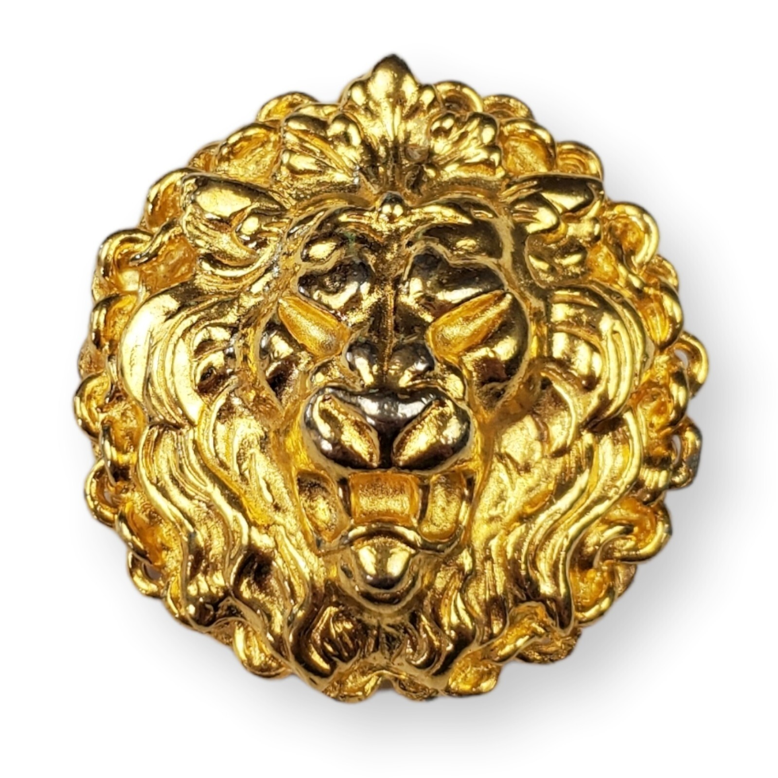 Vintage Roaring Lion Brooch Shiny Gold Tone Dimension… - Gem