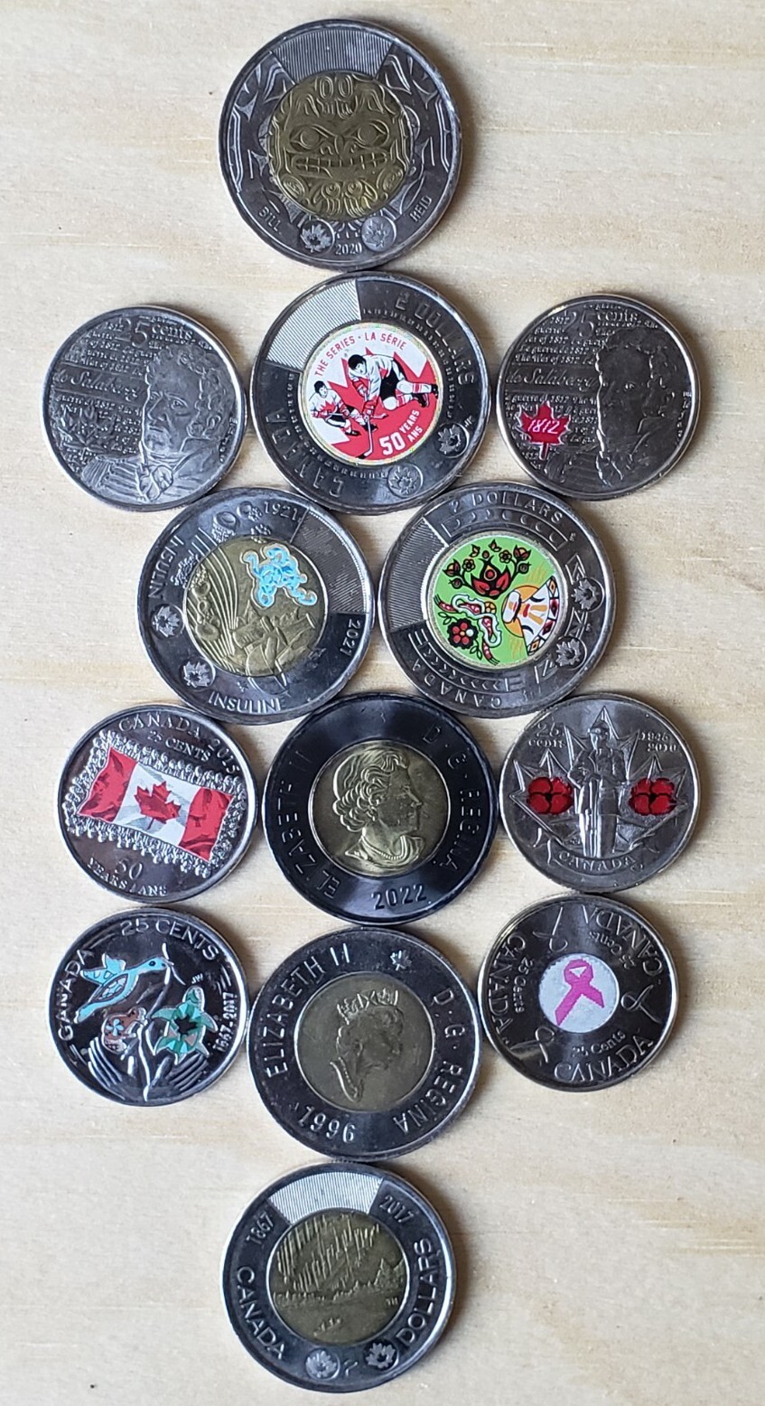 Canadian Toonie And Quarters Collection Coloured And None Colour ...