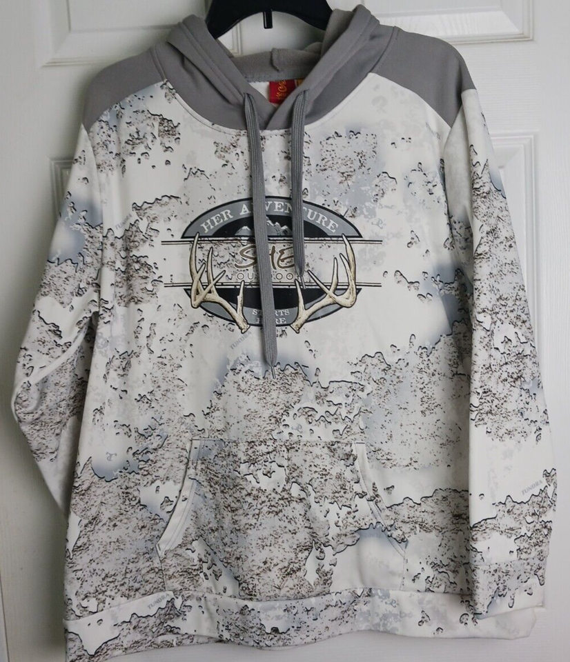 SHE Outdoor Hoodie Size XL Long Sleeve Tundra Camo Gray Pocket #E-23 | eBay