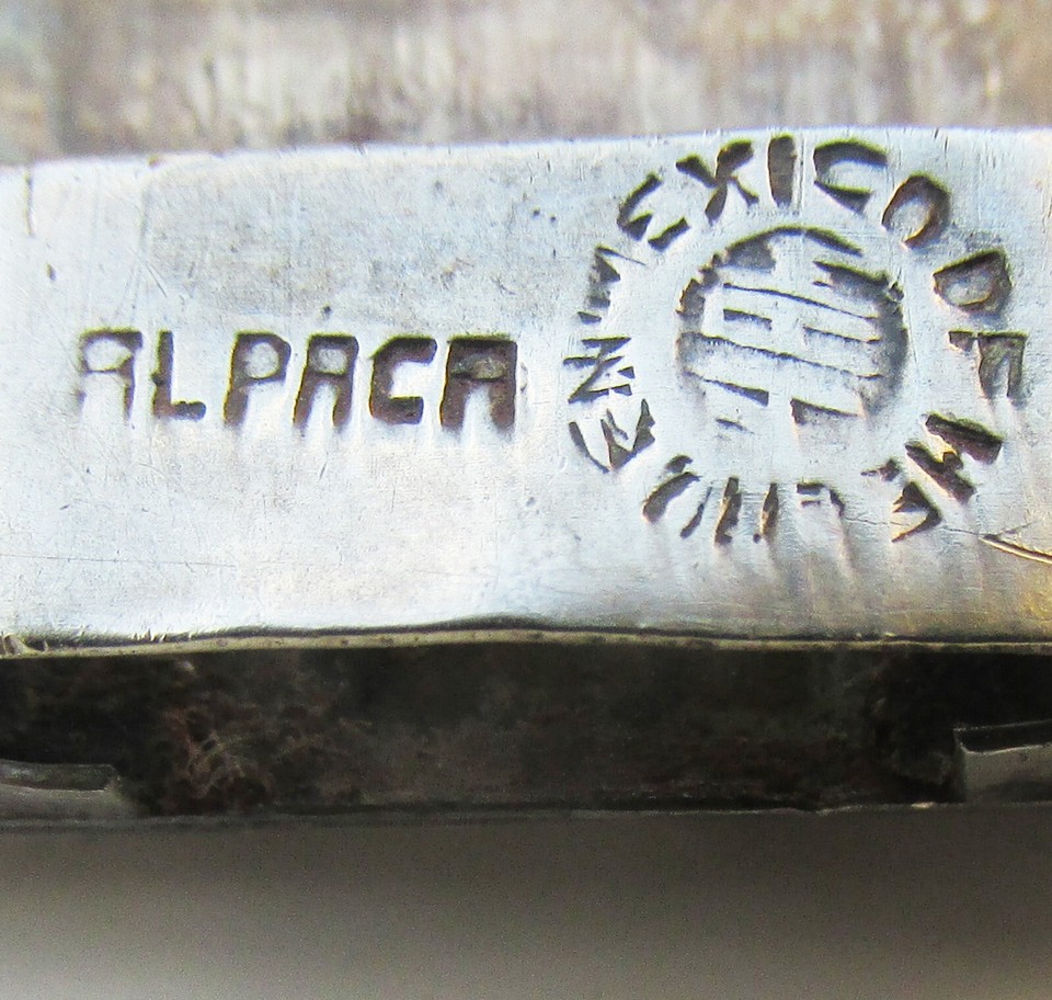 Huge Taxco Mexico Alpaca Nickel Silver & Blue Glass Vintage Panel ...