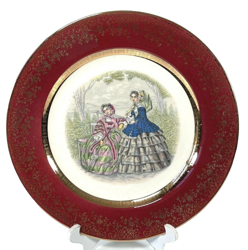 Nasco Porcelain Decorative Plate 22 Karat Gold Victorian Ladies 10 ...
