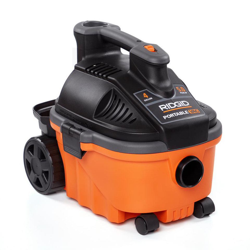 4 Gal. 5.0-Peak Hp Portable Wet/Dry Shop Vacuum With Filter, Hose And ...
