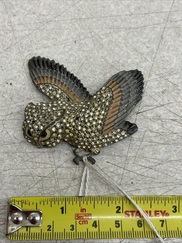 Large 3” Vintage Owl Pin W/ Stones | eBay