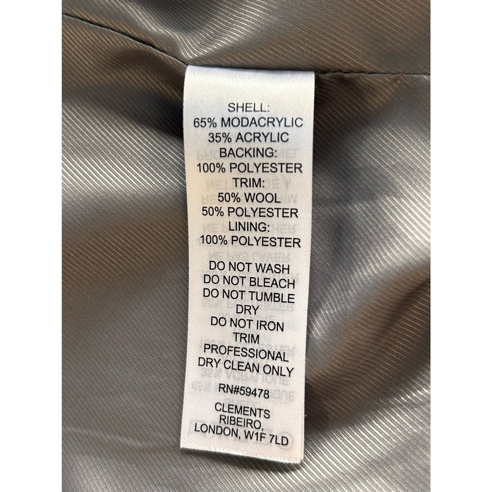 Clements Ribeiro Women's Teddy Knit Wool Jacket Winter Warm Gray Size ...