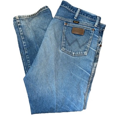 Wrangler Jeans Mens 44x32 Relaxed Boot Light Wash Distressed Cowboy ...