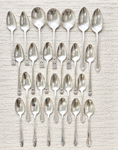 24 Pc ~Silver Plate Spoons Craft/Scrap Lot ~ Varies Patterns | eBay