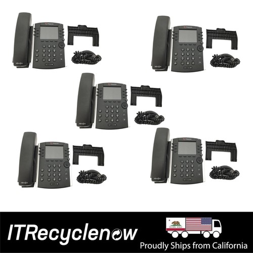 Lot of 5 Polycom VVX 411 IP Phone 12 Line PoE VoIP Telephone w/ Handset ...