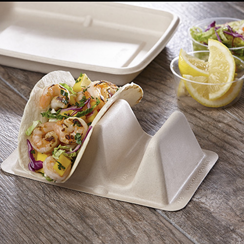 Sabert Natural Pulp Fiber Compostable Taco or Hot Dog Divided Insert ...