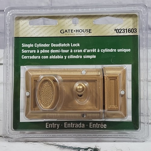 Gate House Brass Entry Deadlatch Lock Single Cylinder 0231603- Bronze ...