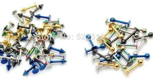 14g 8mm Labret Bar Lip Monroe Ear Stud Piercing Ball or Cone Spike ...