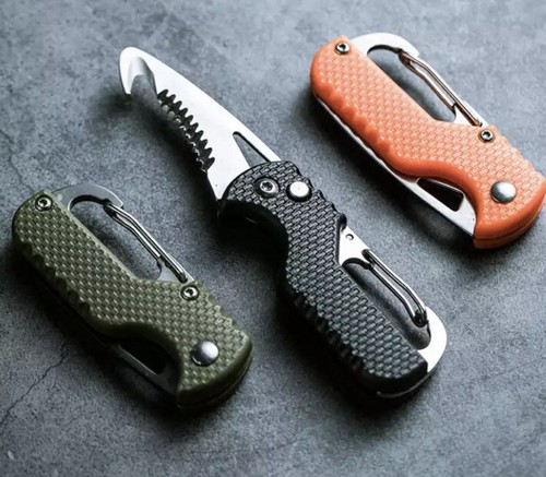 Hook Knife Open Box Belt Cutter Sawtooth Blade EDC Folding Keychain ...