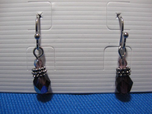NIB LS Pixie Dust Purple Beaded Silver Earrings | eBay