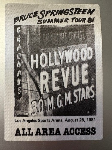 Bruce Springsteen All Acces Backstage Pass LOS ANGELES Summer Tour 81 ...