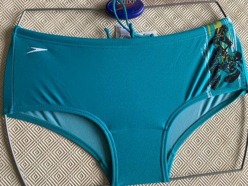SPEEDO SWIMWEAR MENS TURQUOISE GREEN LYCRA "TAG" FUNKY TRUNK 14 CM SIDE ...