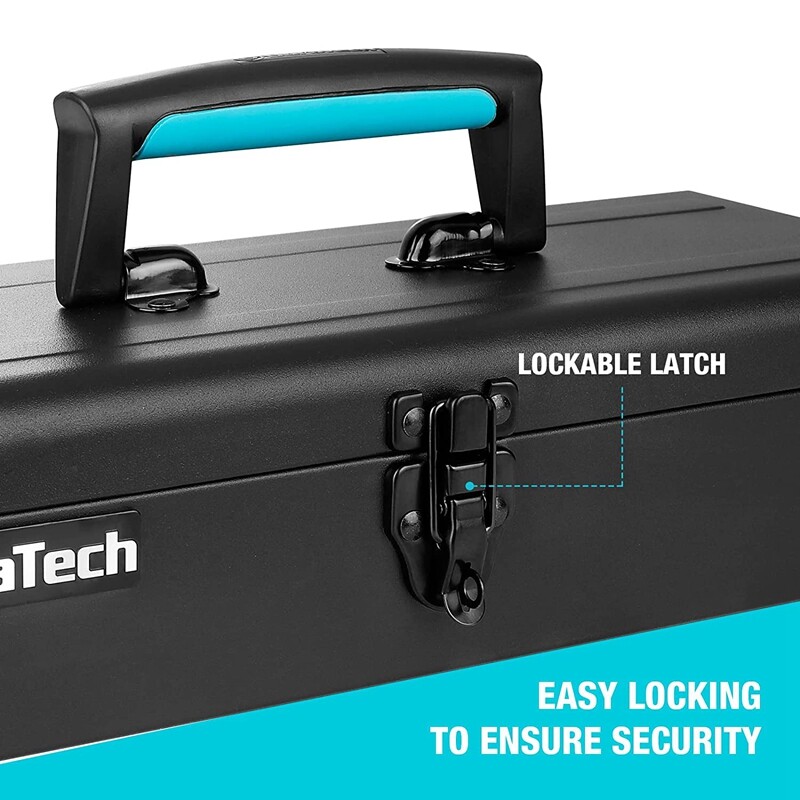 DuraTech Metal Tool Box 15" Steel Tool Box w/Metal Latch Closure ...