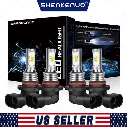 9005+9006 Combo LED Headlight High/Low Beam White 4 Bulbs Kit for ...