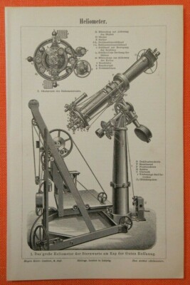 HELIOMETER Astronomie Sternkunde Messinstrument Fernrohr Holzstich von ...