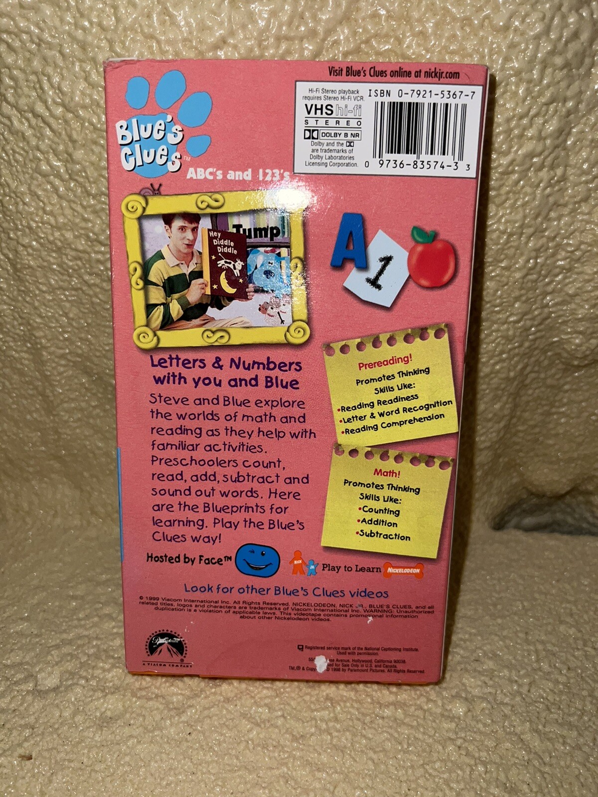 Blue’s Clues ABC’s and 123’s VHS 1999 Nickelodeon Nick Jr Cartoon ...
