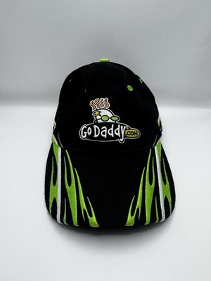 Mark Martin NASCAR Hat GoDaddy Chase Authentics Black Green Flames Cap ...