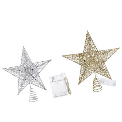 1 Set Glitter Tree Topper Star Creative Led String Lamp without Battery ...