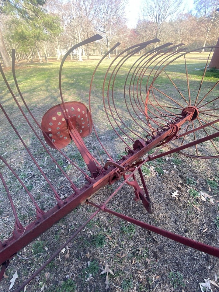 RARE Vintage MULE/HORSE DRAWN FARM HAY DUMP RAKE. Red Metal | eBay