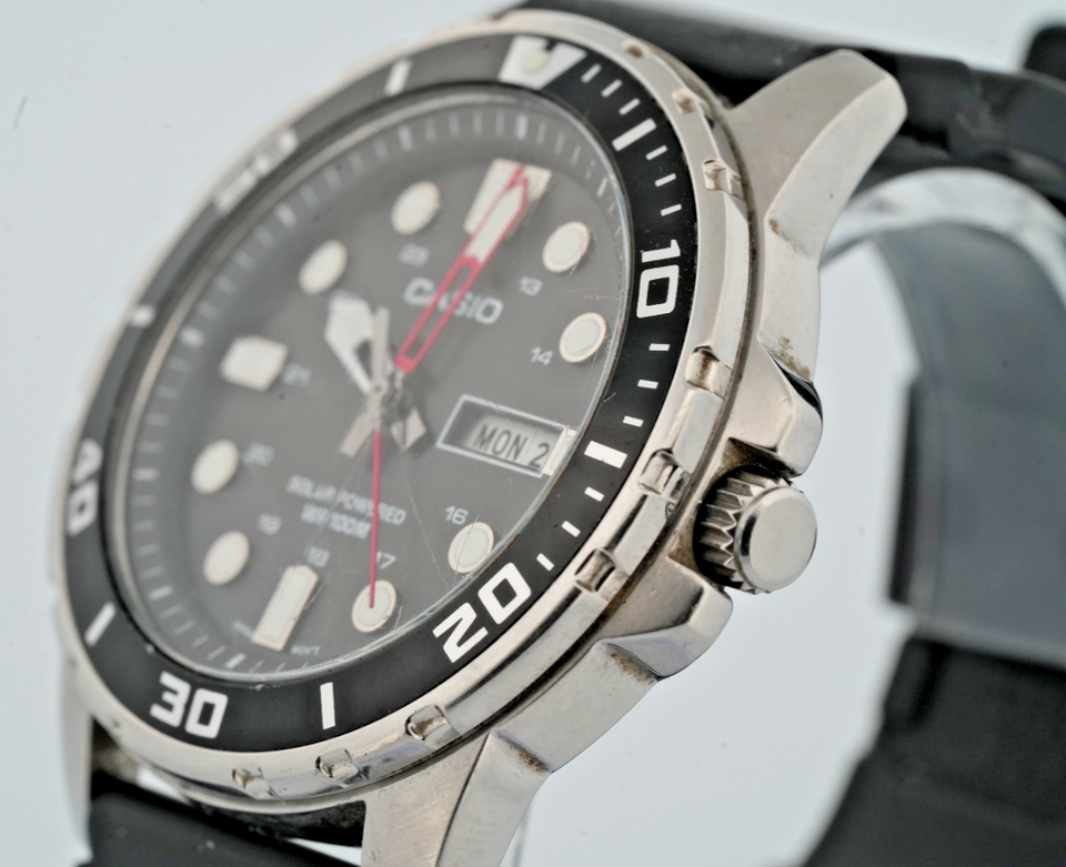 Casio MTP-S110 Men's Black Resin Band Solar Powered Analog Dial Wrish ...