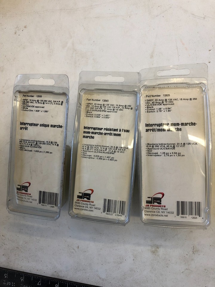 3 Lot JR Products 13845 Water Resistant On/Off/Momentary-on Switches ...