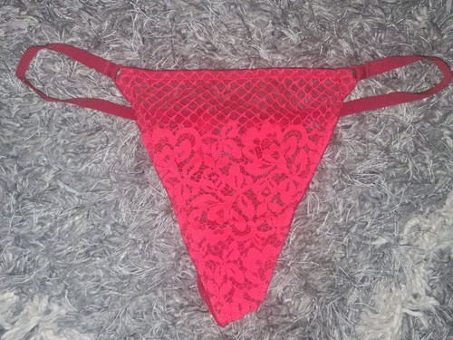 NeW Vs 2014 Fishnet & Lace V-string Panty Size Medium Neon Red | eBay