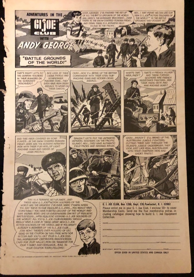 GI JOE FOR GI JOE CLUB VINTAGE ORIGINAL 1966 ADVERTISEMENT | eBay