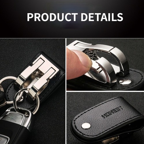 Genuine Leather Belt Buckle Clip Keychain Car Key Ring Holder Steel ...