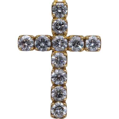 18k Yellow Gold 6.35CT Round Cut Diamond Cross Crucifix Pendant | eBay