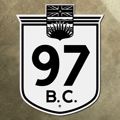 British Columbia highway 97 route marker road sign Canada 1950s Alaska ...