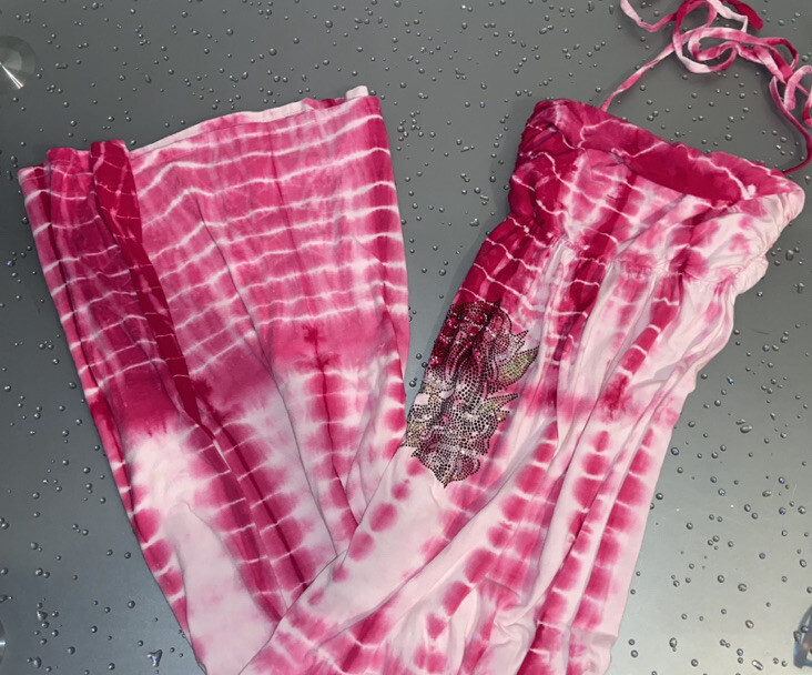 BEJEWELED BY SUSAN FIXEL PINK & WHITE TIE DYE JEWELED… - Gem
