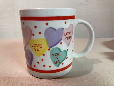 Conversation Hearts Mug, Valentine Candy Mug, Love Heart Candy Mug ...