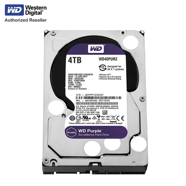 Western Digital WD43PURZ 3.5" 4TB Internal Hard Drive Disk (Purple) for ...