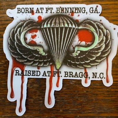 AIRBORNE PARATROOPER Blood JUMP WINGS Decal Ft. Benning, GA/ Ft. Bragg ...