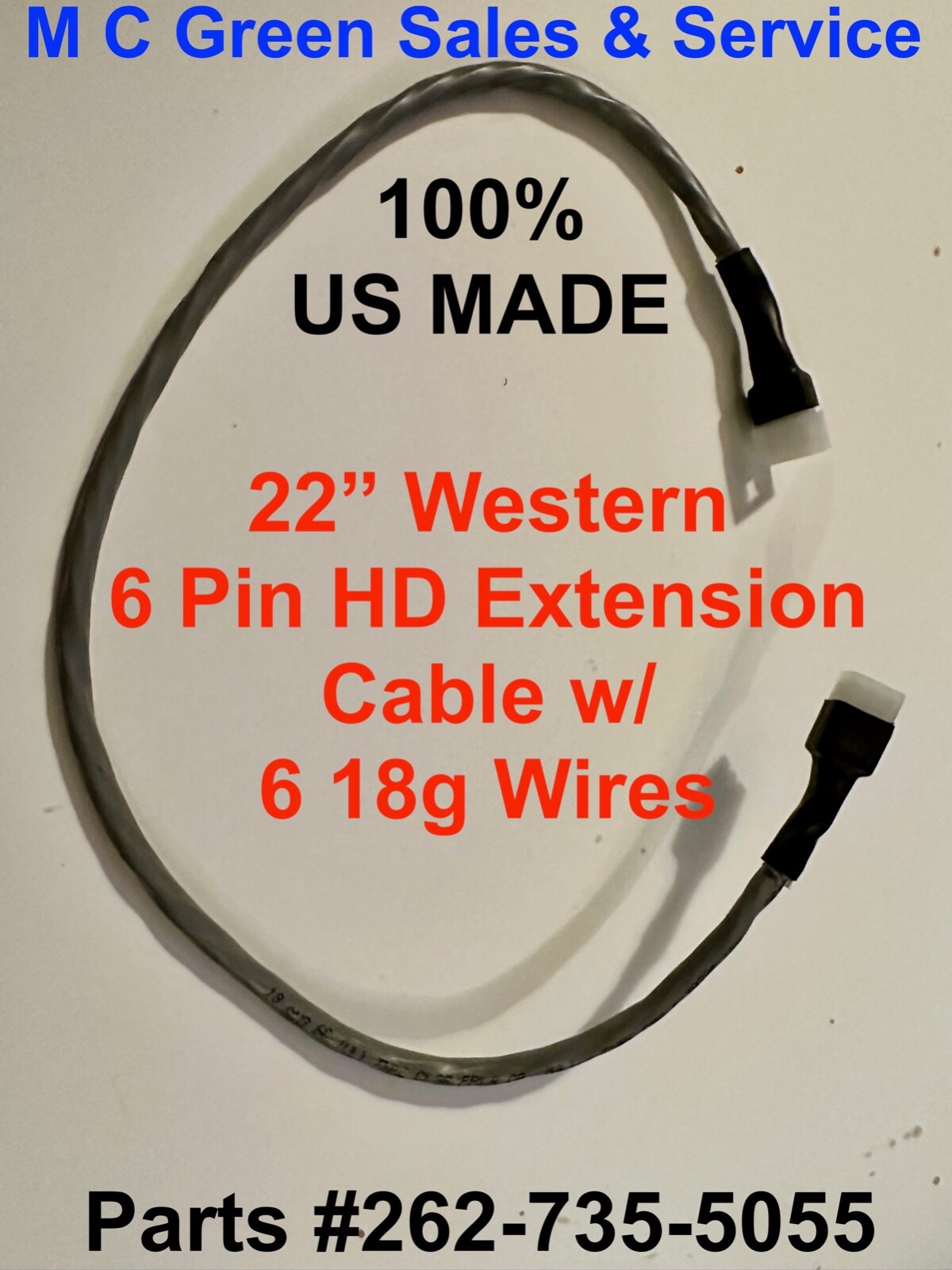 61845 WESTERN 8695K FISHER 22" STRAIGHT BLADE 6 PIN CONTROLLER CORD ...