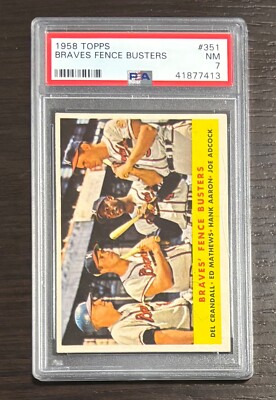 1958 TOPPS BASEBALL #351 BRAVES FENCE BUSTERS PSA 7 NM | eBay
