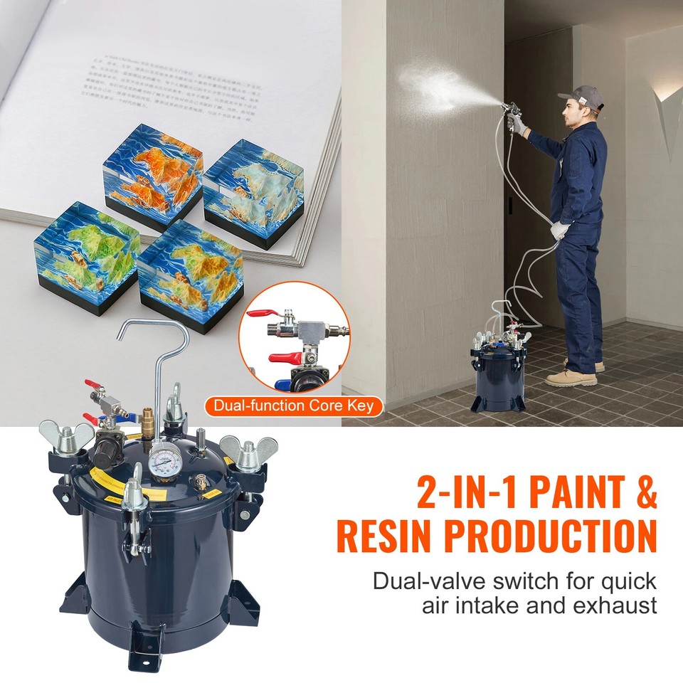 Spray Paint Pressure Pot Tank 10L/2.5gal Resin Pressure Feed Paint Tank ...